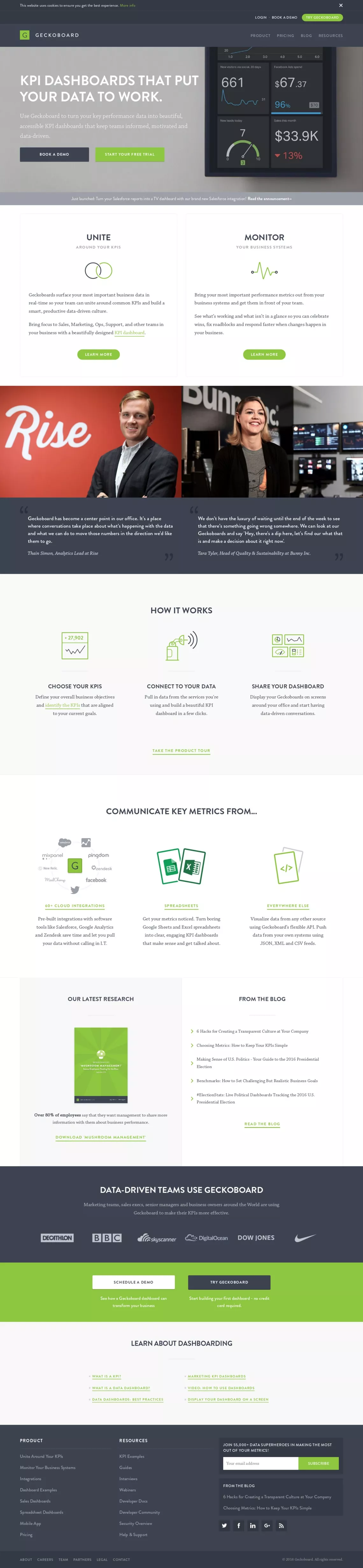 Geckoboard | KPI dashboard software for businesses on Land-book - get ...